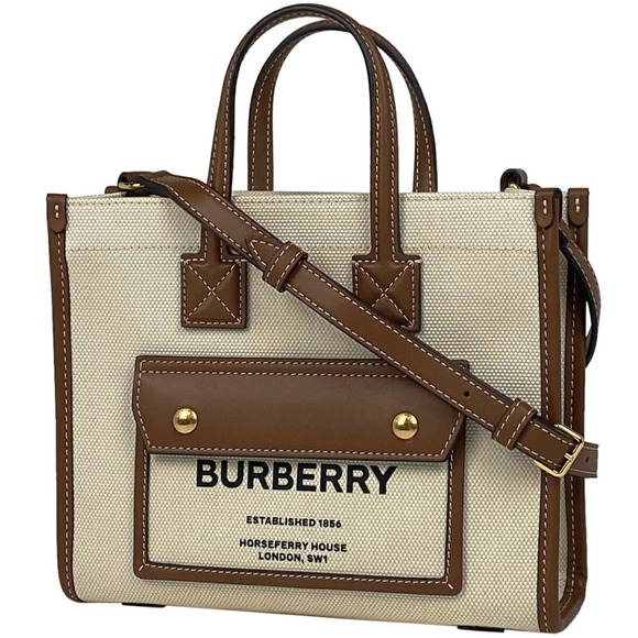 Burberry | Bags | Burberry Mini Freya 2way Tote Bag White Brown | Poshmark